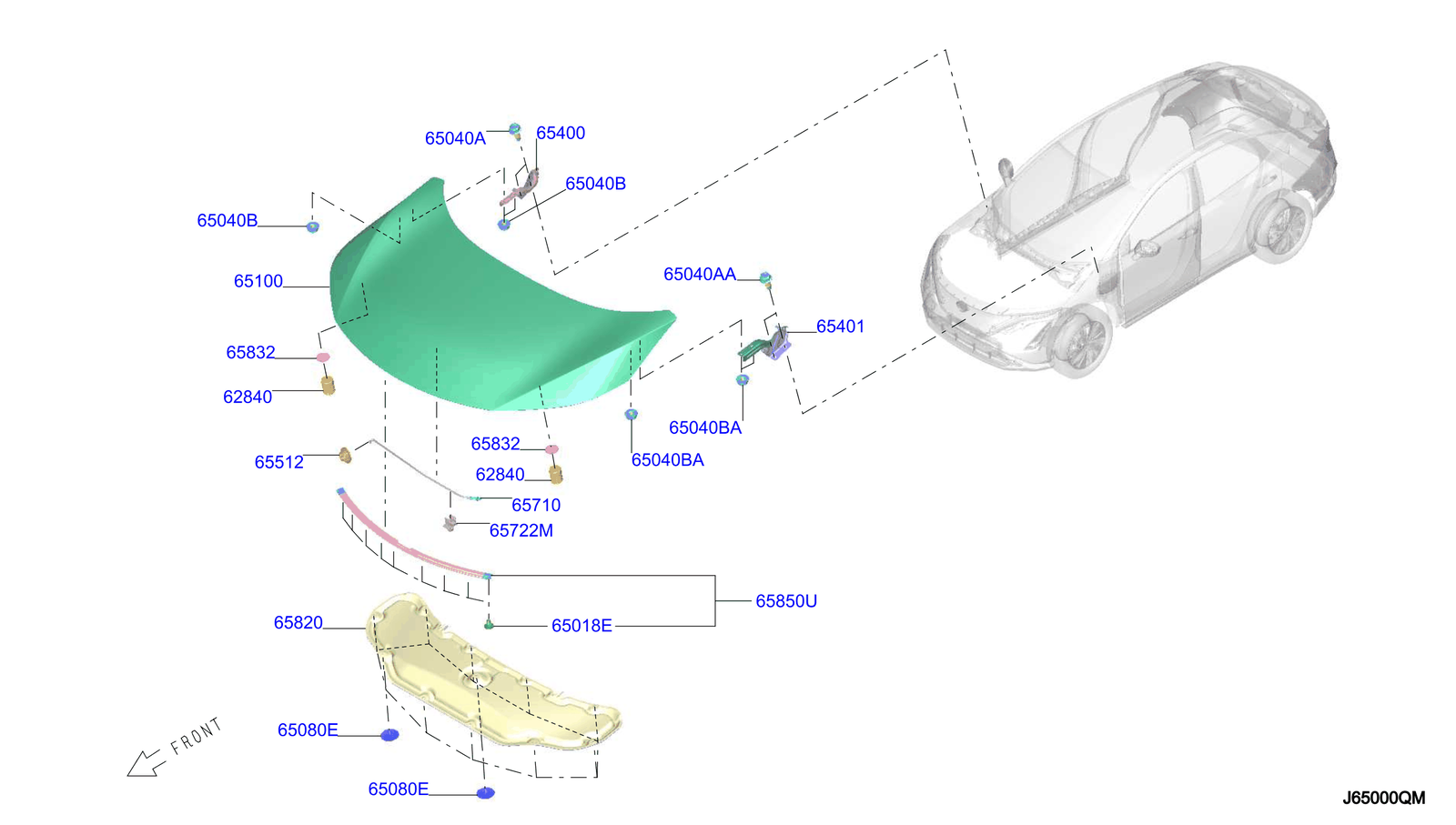 Genuine Nissan Front Weather-Strip 65820-5MP0A for sale online | eBay