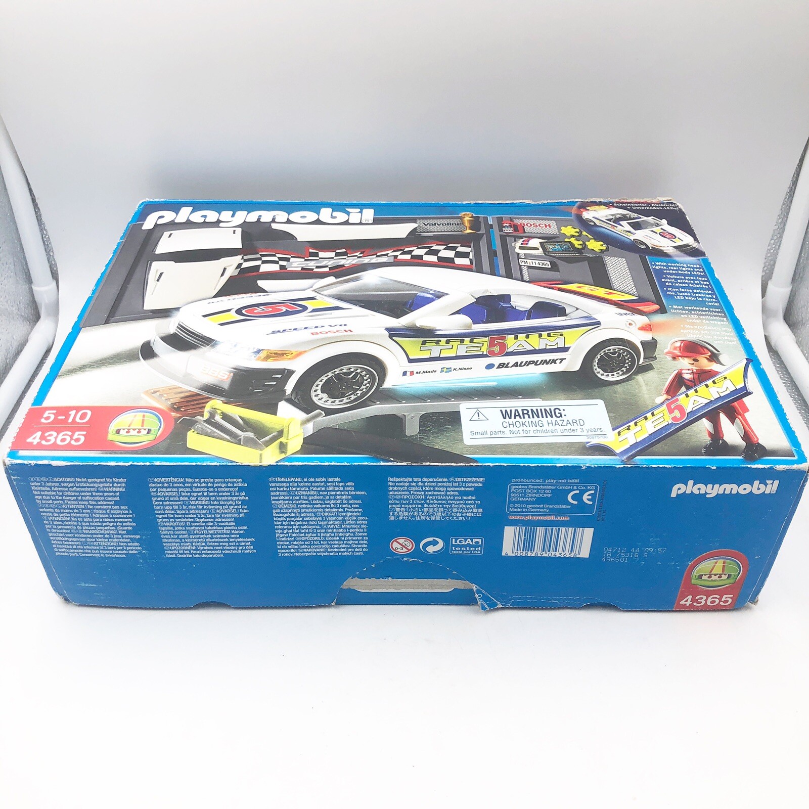 Playmobil Race Car Repair Shop and Race Car with Headlights Set #4365 ...