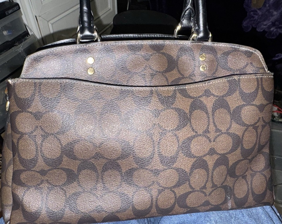 Coach 91495 Lillie Carryall In Signature Canvas IN Brown Black | eBay