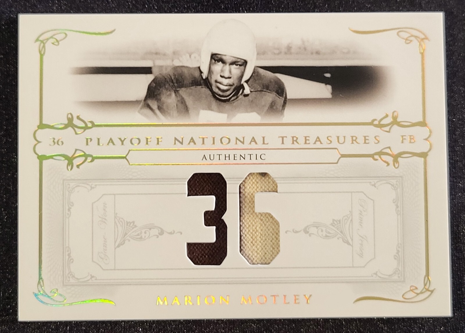 Marion Motley 2011 National Treasures #96 Authentic 2-Color Patch 28/36 ...