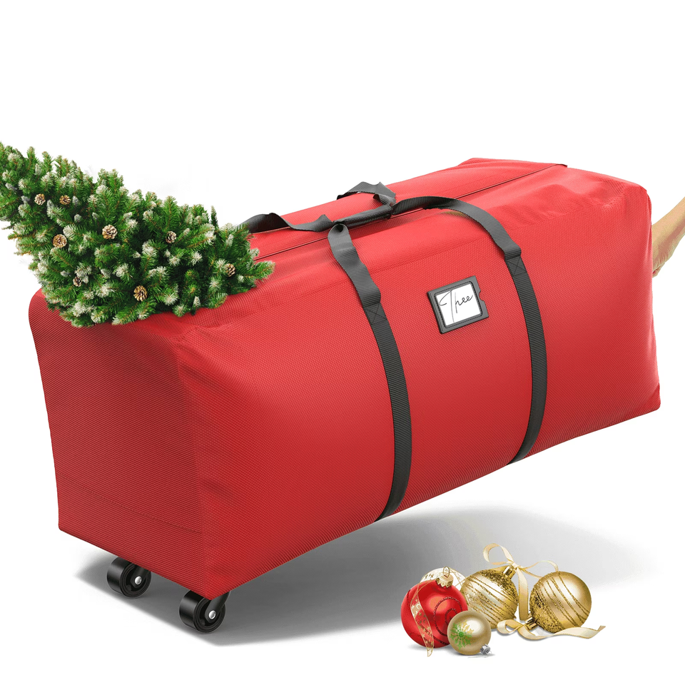 Rolling Christmas Tree Storage Bag 9ft Waterproof Heavy-Duty Red with ...