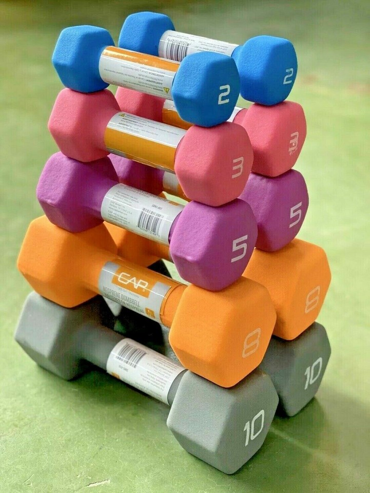Cap Hex Neoprene Dumbbells Weights - 3LB 5LB 8LB 10LB 12LB pick your ...