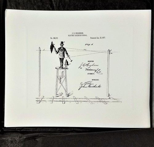 Set of 2 JD Hughson Electric Railroad Signal 1877 Patent Prints - Ready ...