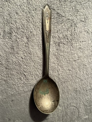 Vintage N.S. Co. Sectional Overlay Round Soup Spoon Flatware Silver ...