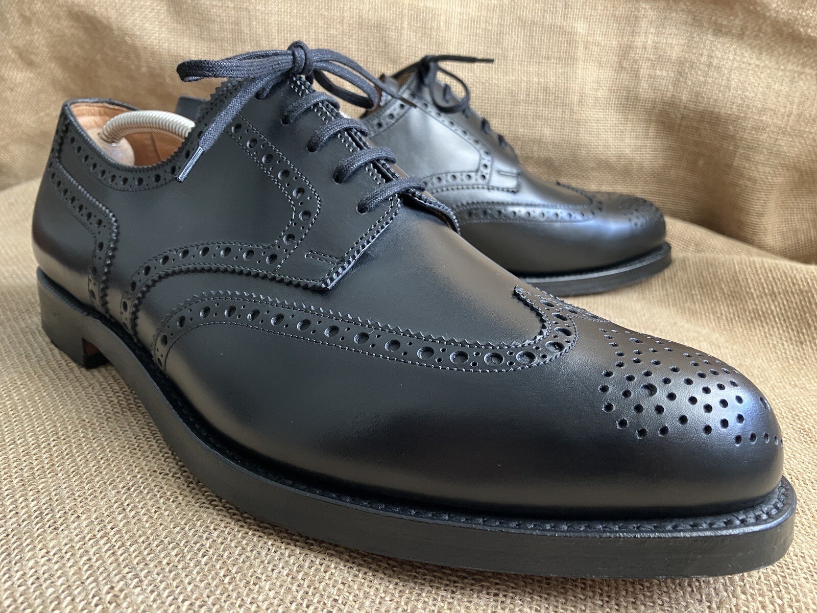 Ed Meier ALTIERI 3 Mens Black Leather Wingtip Derby Shoes Size UK 10 EE ...
