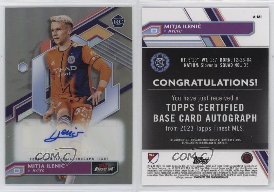 2023 Topps Finest MLS Auto Mitja Ilenic #A-MI Rookie Auto RC 1c8n | eBay