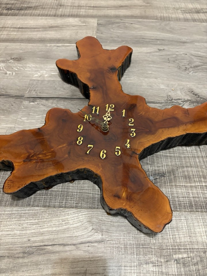 Vintage Cypress Wood Tree Slab Battery Operated Clock Gallery Wall ...
