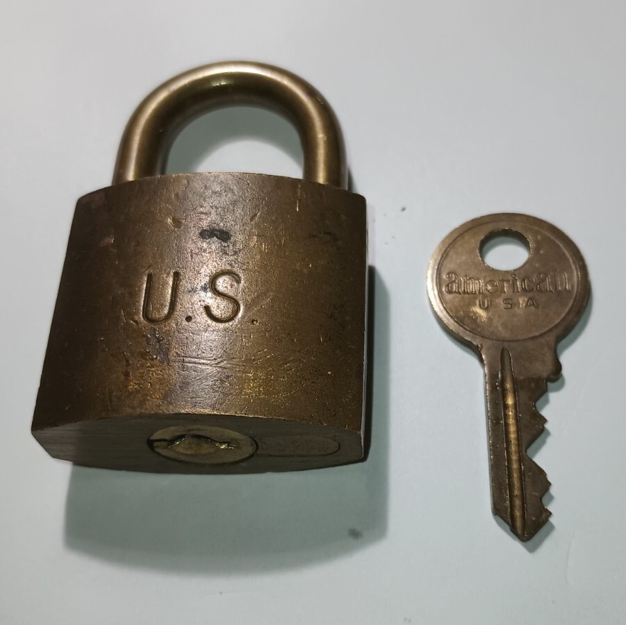 VINTAGE US ARMY AMERICAN LOCK BRASS PADLOCK W/KEY | eBay