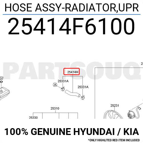 25414F6100 Genuine Hyundai / KIA HOSE ASSY-RADIATOR,UPR | eBay