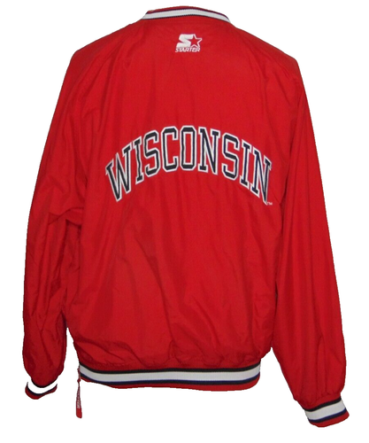 Wisconsin Badgers Pull Over Jacket Mens L Vintage Nylon Starter Red ...