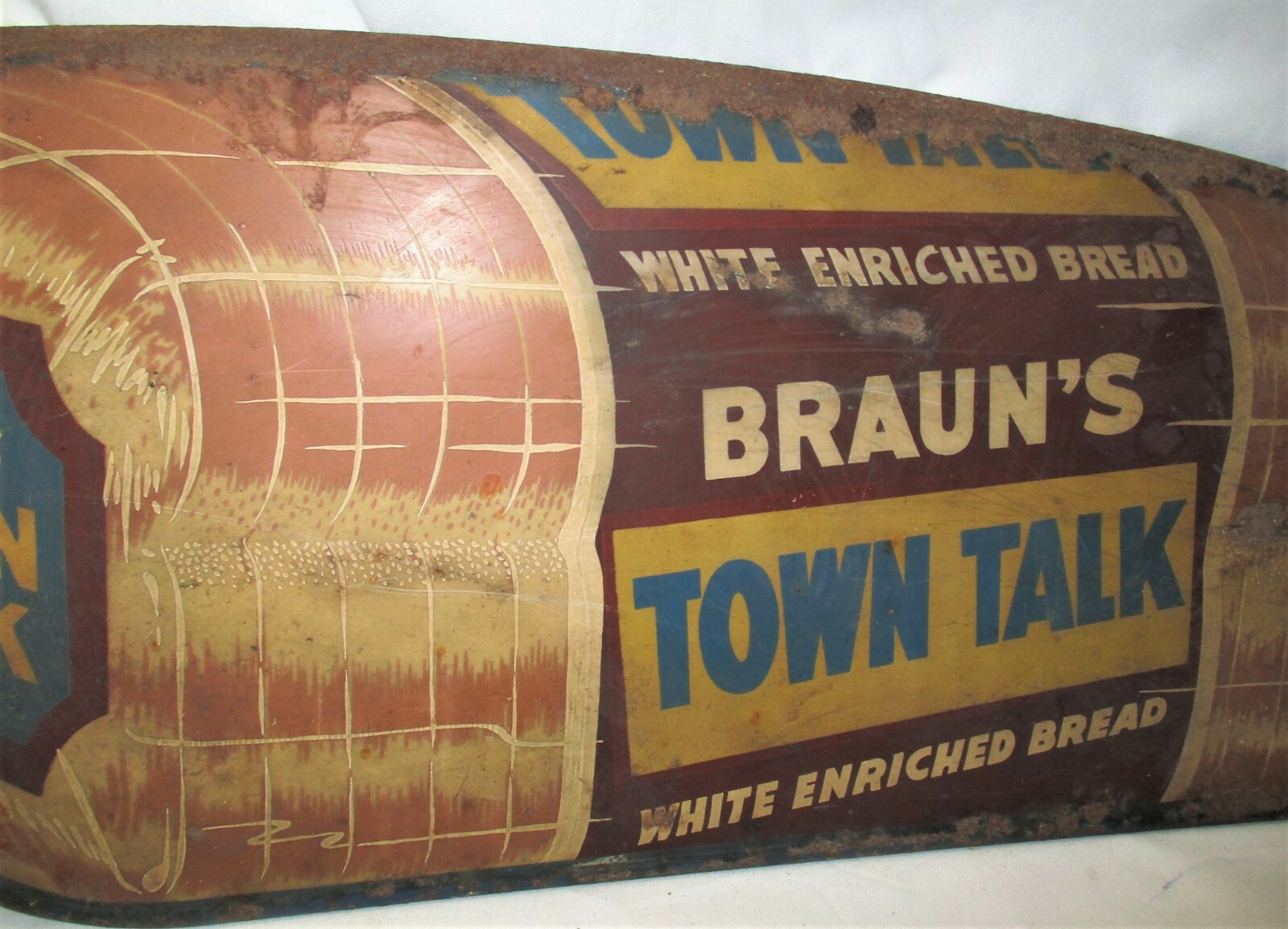 ANTIQUE BRAUN'S TOWN TALK BREAD COUNTRY BAKERY KITCHEN STORE DOOR PUSH ...
