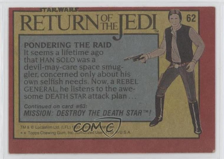 1983 Topps Star Wars: ROTJ Han Solo Harrison Ford Pondering the Raid ...
