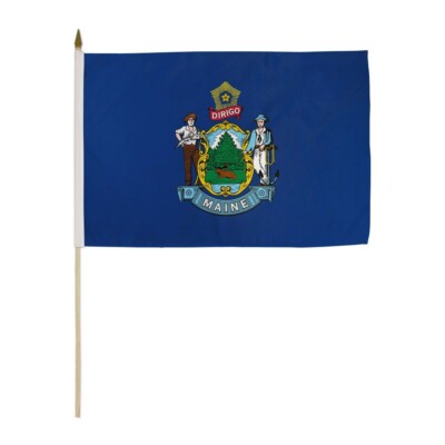 12x18 Inches 12 x 18 Maine State Stick Flag wood Staff | eBay