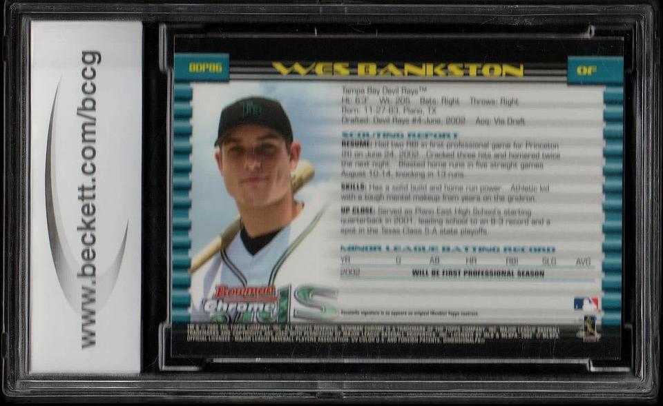 Wes Bankston (Rays) 2002 Bowman Draft Picks Chrome BCDP86 BCCG 10 | eBay