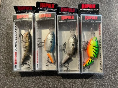 4 New Rapala Jointed Shad Raps JSR-5 Lot Craw, Blue Shad, Silver Shad ...