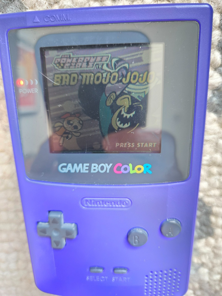 Nintendo Game Boy Color Grape, Carrying Case, and Powerpuff Girls Bad ...