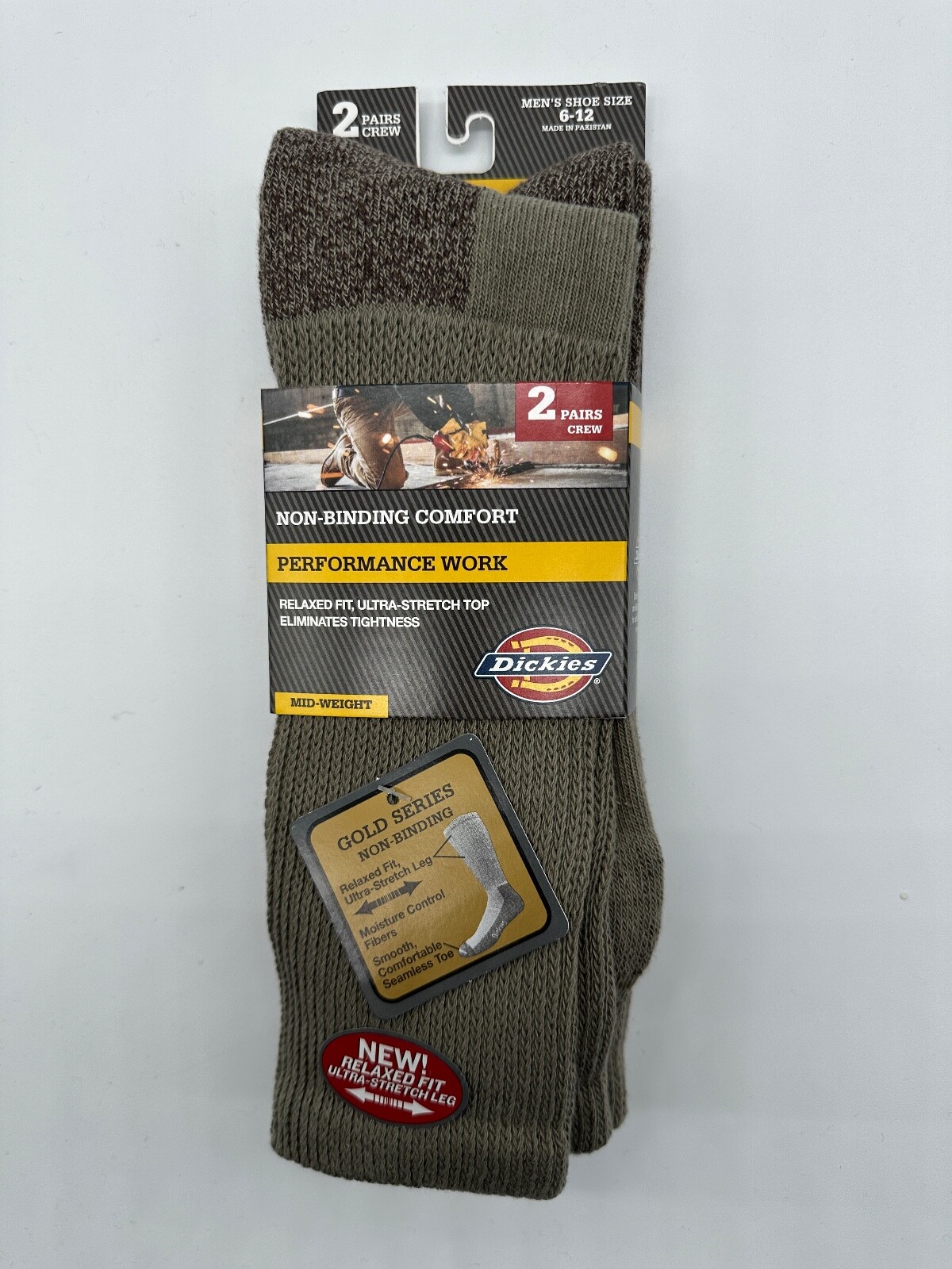 NEW 2 PAIRS PACK DICKIES MENS NON BINDING COMFORT PERFORMANCE WORK CREW ...