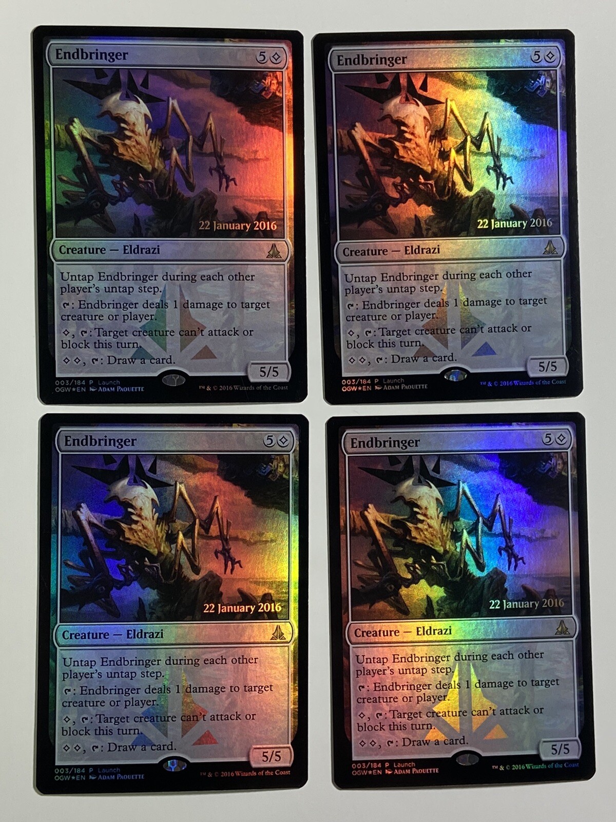 Awesome Magic The Gathering MTG Card Endbringer Foil Promo X4 NM 003/ ...