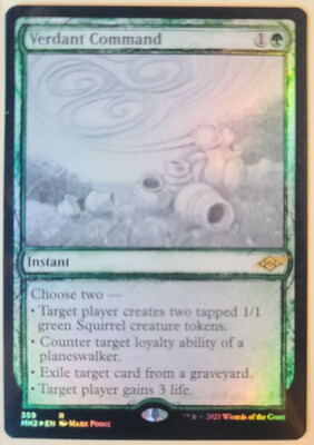 mtg magic verdant command FOIL sketch ENGLISH commandement verdoyant ...