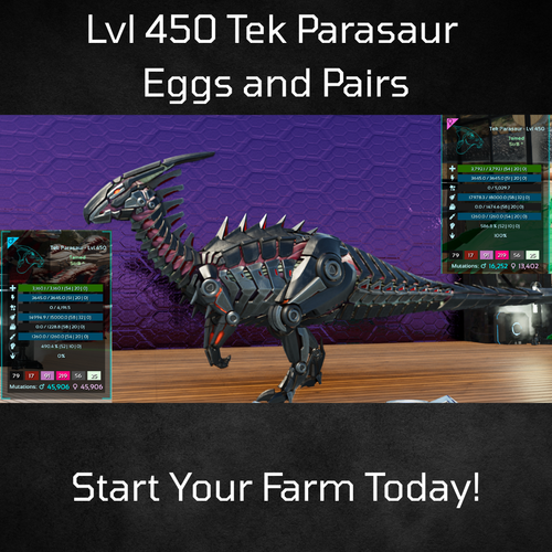 ARK Survival Ascended Tek Parasaur LVL450 PVE - Start your farms! | eBay
