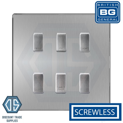 BG Brushed Steel Screwless Custom Grid Switch Panel Kitchen Appliance 6 ...