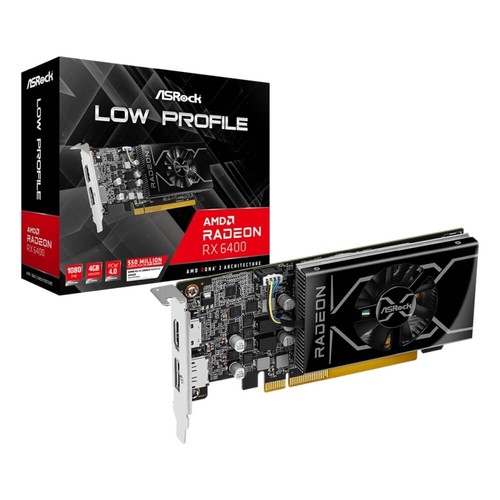 ASRock AMD Radeon RX 6400 Low Profile 4GB Graphics Card GDDR6 RX6400 LP ...