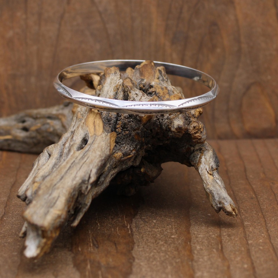 *Sterling Silver Triangle Wire Southwest Bangle Bracelet by Tahe | eBay