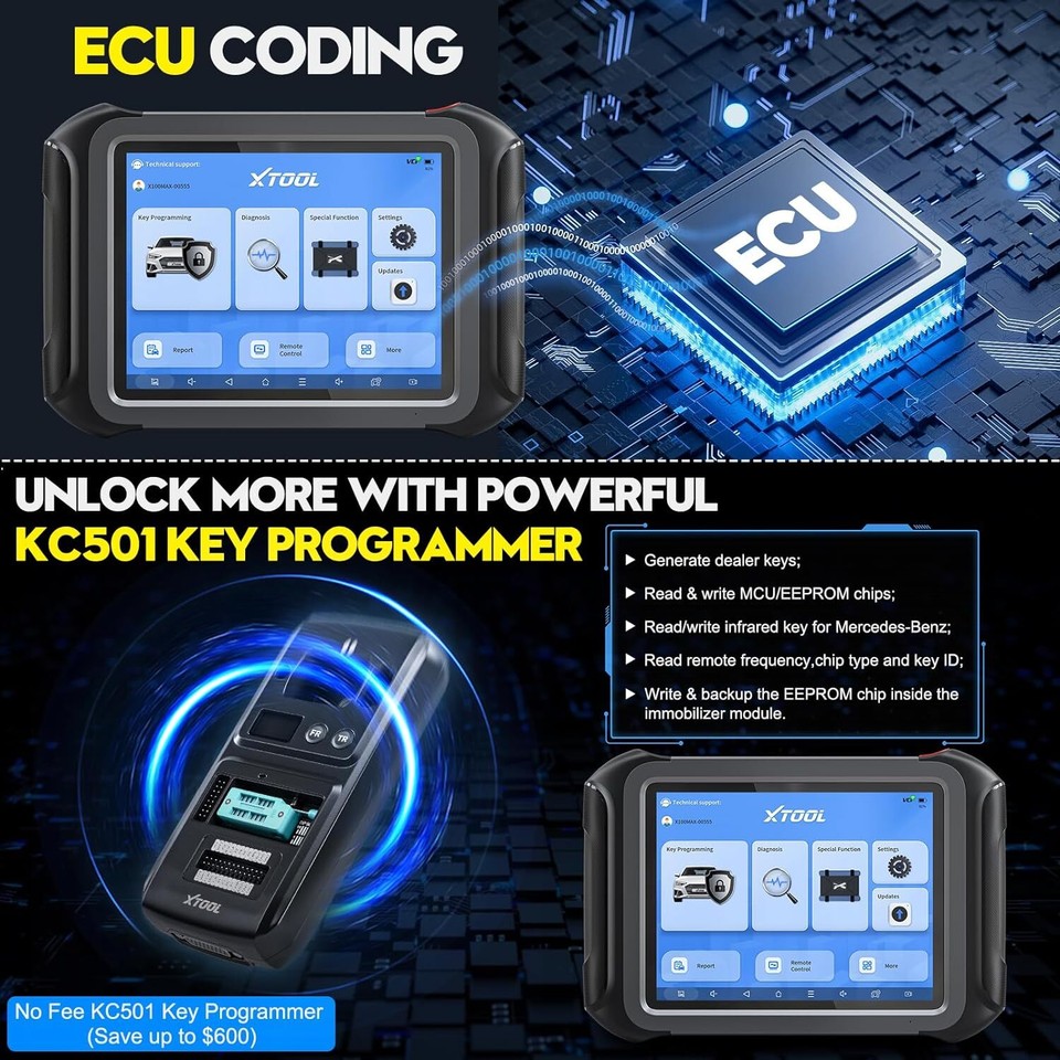 XTOOL X100 MAX Auto Key Programming Coding Diagnostic Scanner IMMO ...