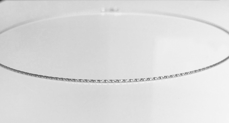 Fine New Solid 14K White Gold Sparkle Cable Wire Omega Collar Necklace ...