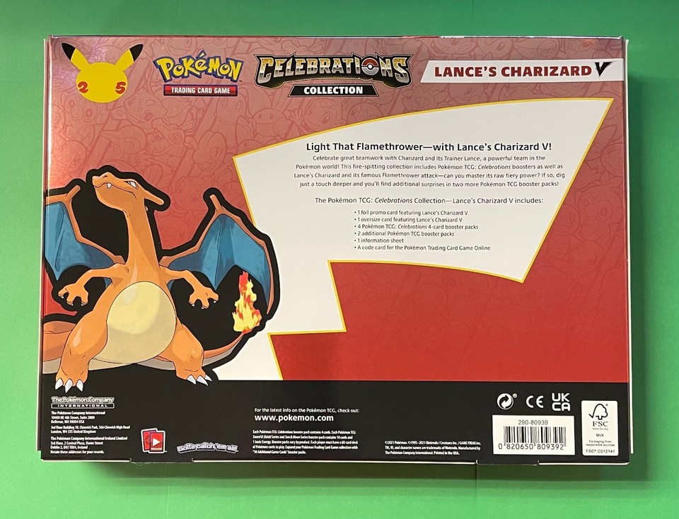 POKEMON TCG LANCE'S CHARIZARD V CELEBRATIONS COLLECTION (6 BOOSTERS ...