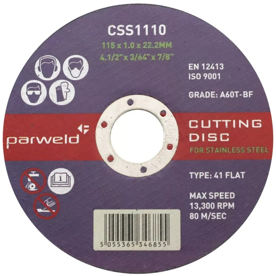 115mm x 1mm Metal Slitting Discs - Parweld Stainless Slitting Disc ...