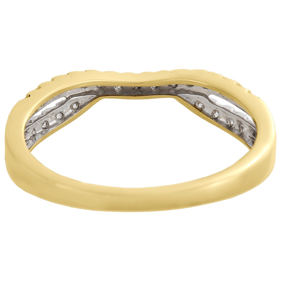 14K Yellow Gold Round Diamond Contour Enhancer Ring Ladies Wedding Band ...