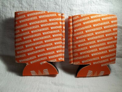 2 WHATABURGER COOZIE beer soda pop can holder cooler / warmer sleeves ...