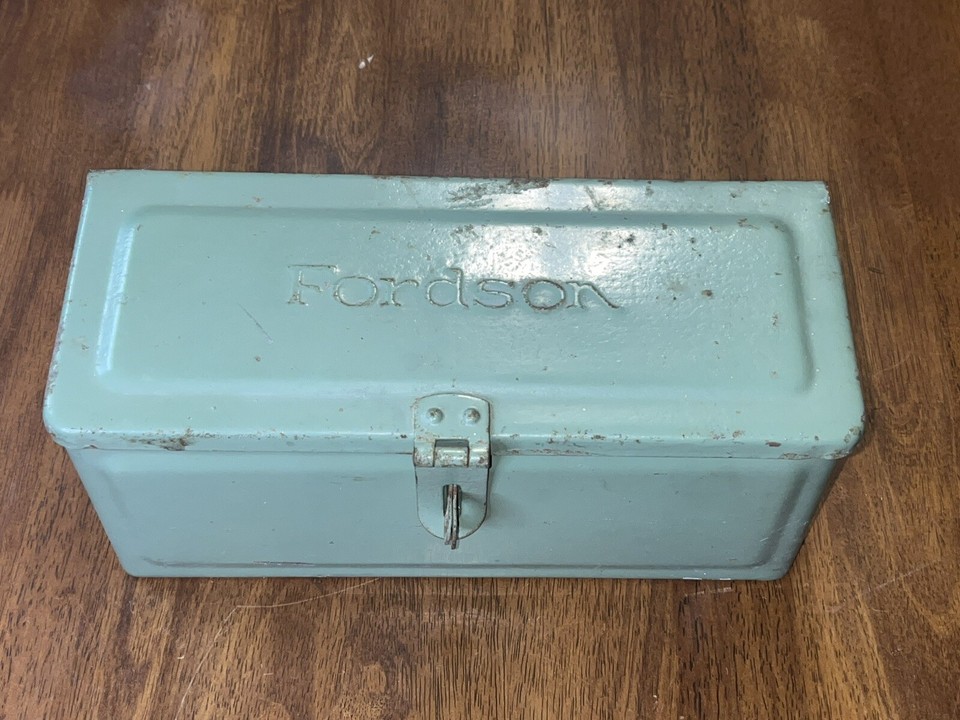 Antique Ford Fordson Green Steel Diesel Tractor Tool Utility Box Lid ...