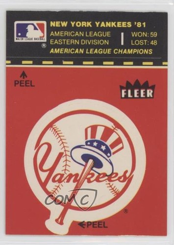 1982 Fleer Team Stickers Inserts New York Yankees #NYYL | eBay