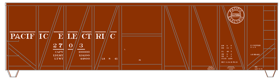 K4 HO Scale Decals Pacific Electric 40 Ft Outside Braced Boxcar White ...