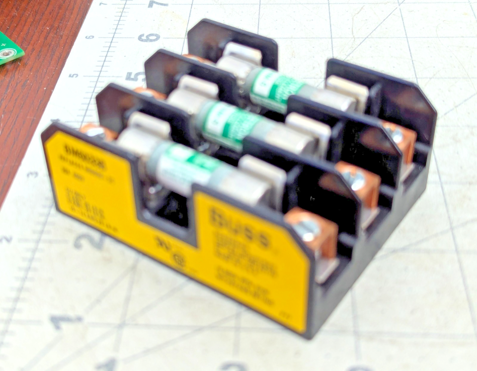 3 FNM-5 Fusetron Fuses And 1 BM6033B Buss Fuse Holder WORKING PULL ...