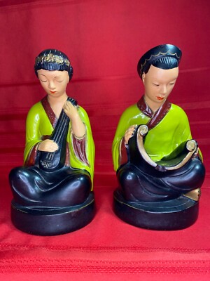 RARE VTG Mid Century Alexander Backer Co Chalkware Figures Asian Man ...