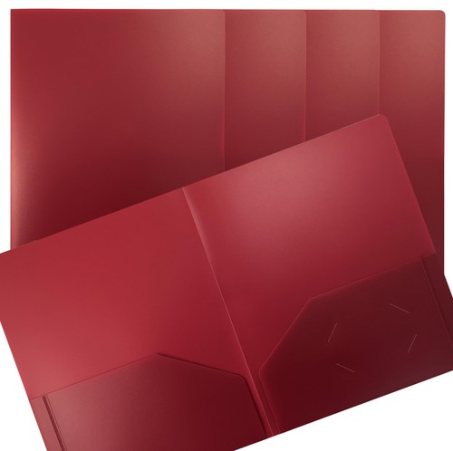 Office Products Heavyweight Burgundy Plastic 2 Pocket Portfolio Folder ...
