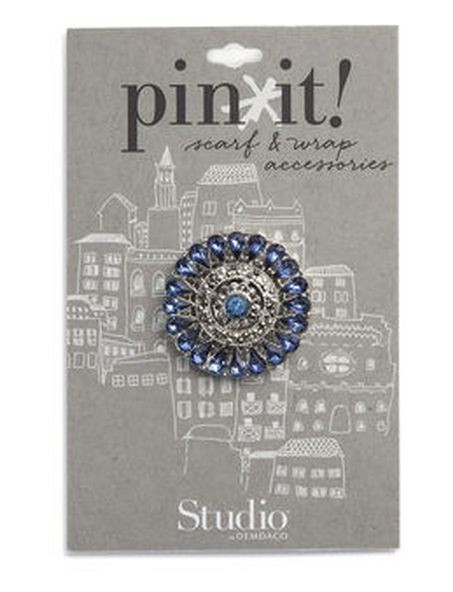 Silver and Blue Medallion Pin Studio Demdaco Jewelry | eBay