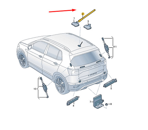 NEW VOLKSWAGEN T-CROSS C11 ROD-TYPE ANTENNA 6C0035849E 6C0-035-849-E | eBay