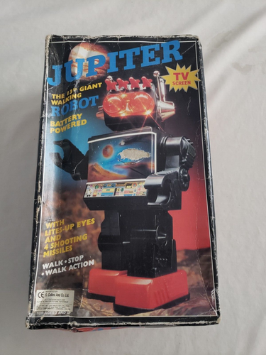 Vtg Robot Jupiter 13" Walking Light Up Toy w rough box VIDEO | eBay