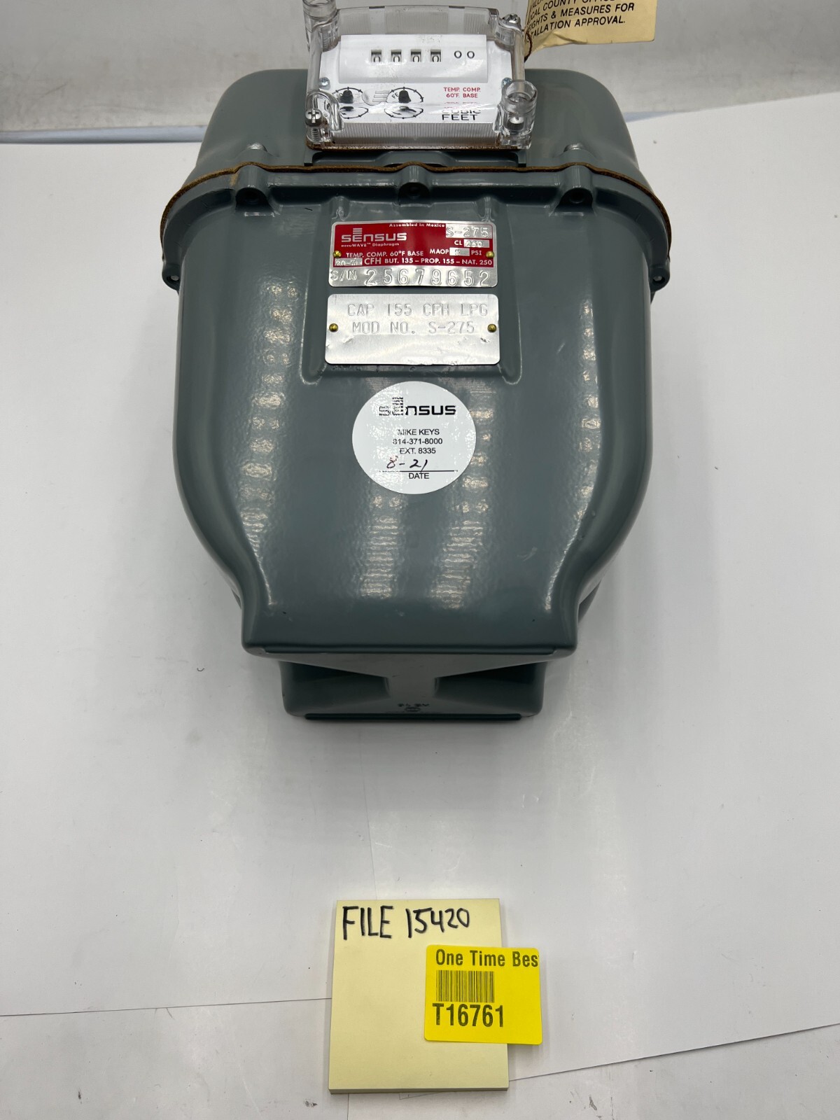 Sensus S-275 Residential Diaphragm Gas Meter Cl250 for sale online | eBay