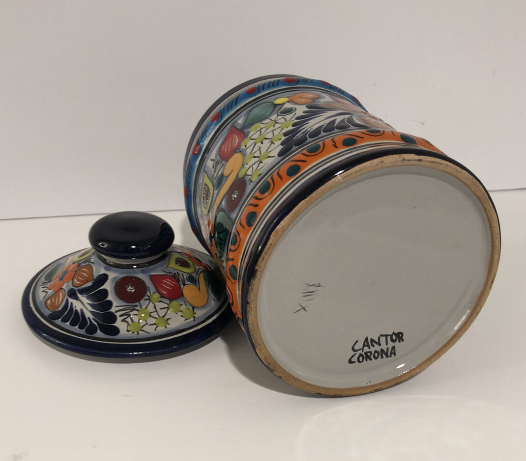 Handpainted Cantor La Corona Family Talavera 3 Piece Set Canister jar ...