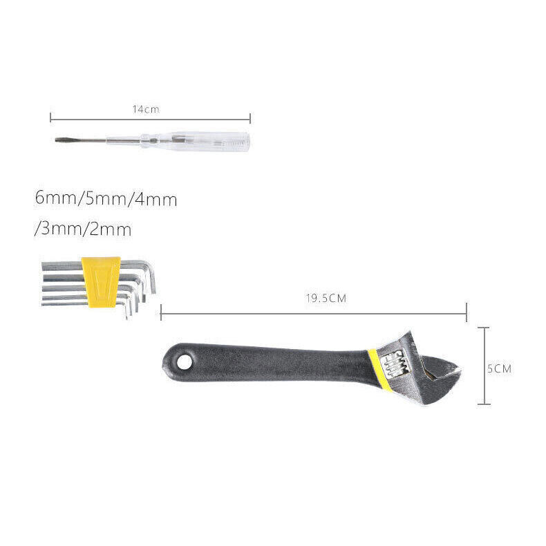 16X DIY Household Hand Tool Kit Set Home With Organiser Basic Tools Box ...