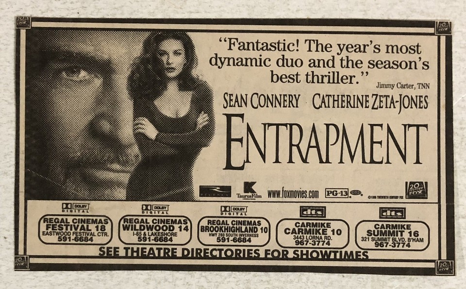 Entrapment Sean Connery Movie Vintage Print Ad Catherine Zeta Jones ...