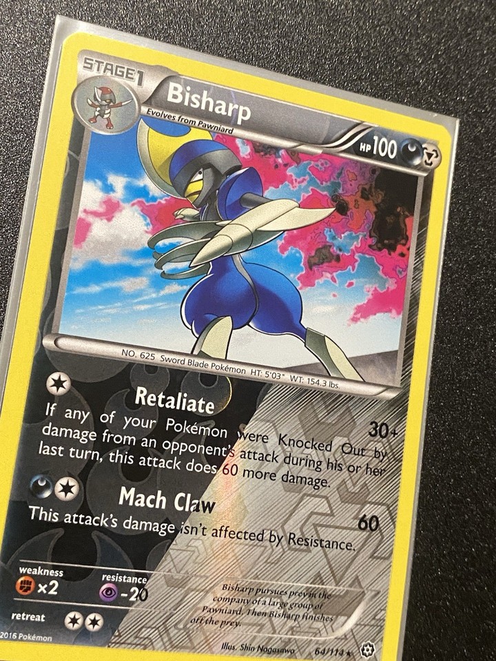 Bisharp 64/114 Pokemon TCG XY Steam Siege Rare Reverse Holo Foil Card ...