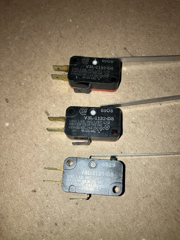MICRO SWITCH V3L-1132-D8 Made U.S.A. Mini Switch Electric,long stem ...