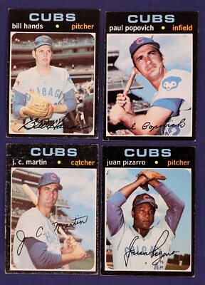 1971 Topps Chicago Cubs High Number SP Team Lot #647 670 704 726 Martin ...