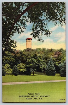 Postcard Wisconsin WI Judson Tower Northern Baptist Assembly Green Lake ...